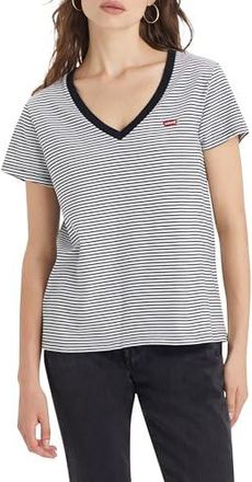 Levi's Perfect V-Neck T-Shirt Femme, Annalise Stripe Cloud Dancer, XL