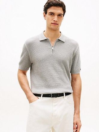 Tommy Hilfiger Polo zipp&eacute; coupe standard en maille textur&eacute;e