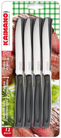 Fiskars Kaimano Dinamik Steakmesser, Edelstahl, Schwarz, 28 x 10 x 2 cm, 12 Einheiten