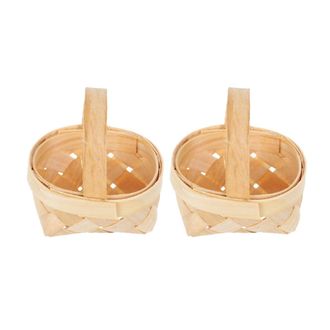 Hemobllo 2 St&uuml;ck Mini Holzkorb Handgewebt Leichter Multifunktionaler Aufbewahrungskorb f&uuml;r Snacks S&uuml;&szlig;igkeiten Tragbar Kompakt Rustikaler Korb f&uuml;r Haushalt und 