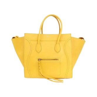 Celine Pre-owned Petit Sac Carr&eacute; Luggage Phantom en Cuir de Veau - Femme - Pre-owned - Jaune - Taille: ONE Size