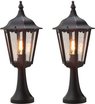 Konstsmide 2er-Set schwarze Sockelleuchten firenze, E27, Aluminium, H&ouml;he 55 cm