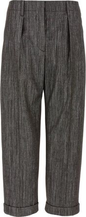 Brunello Cucinelli Femme, Pantalons, Brun, Taille: 36 FR Pantalon Lurex