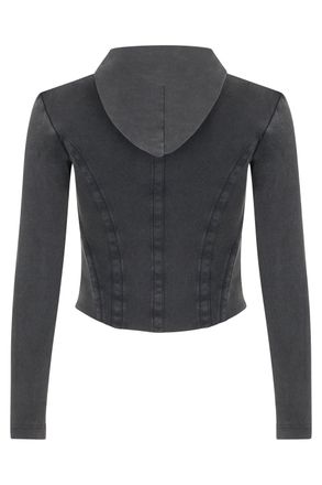 Balenciaga Womens Hooded Zip Sweatshirt Dark Grey Cotton Hoodies