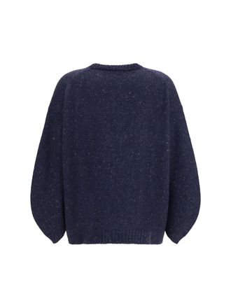 Fabiana Filippi Womens Boucl&eacute; Yarn Sweater With Lurex Blu Notte