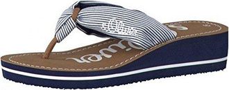 s.Oliver Femme 27117 Sandales Ouvertes à Talon compensé, Bleu Marine et Blanc 846, 40 EU