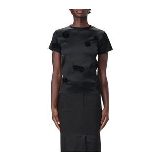 Sportmax Femme, Blouses et Chemises, Noir, Taille: 38 FR Mendoza Floral Appliqu&eacute; Top