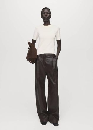 Mango Kurz&auml;rmliger Feinstrickpullover ecru - Damen - 1XL - MANGO