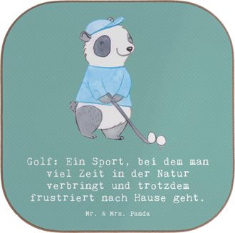 Mr. & Mrs. Panda Tischschoner Golf Erlebnis - Geschenk, Teamsport, Humor, Holzuntersetzer, gläseruntersetzer, Frustration, Sport, Untersetzer für Gläser, Sportart, Nat
