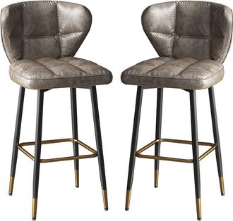 Generic 360&deg; drehbare Barhocker aus Kunstleder mit Metallbeinen und R&uuml;ckenlehne, Esszimmerst&uuml;hle in Tresenh&ouml;he, einfache Montage f&uuml;r K&uuml;che und Hausbar