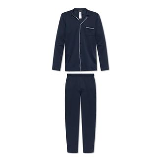 Hanro Night And Day Baumwoll-Pyjama-Set mit Knopfleiste - - Nightwear & Lounge - Herren - Blau - M