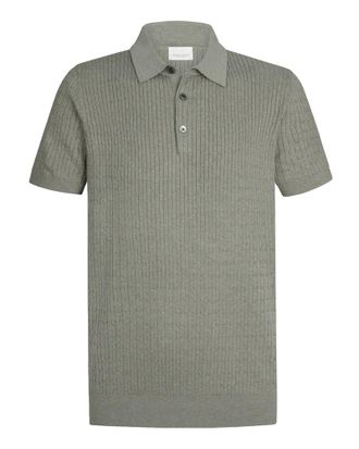 Profuomo Strick-Poloshirt mit Tencel in Zopfstrickmuster in