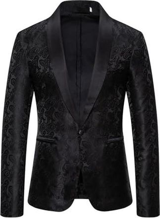 Generic Veste jacquard pour homme - Moderne - Blazer dhiver pour homme - Coupe ajustée - Décontractée - Avec poches - Veste de costume élégante - Revers léger