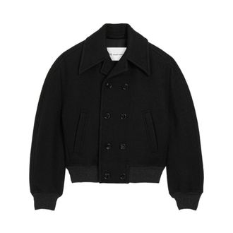 Ami Bomber court crois&eacute; en laine - Femme - Vestes - Noir - Taille: 38 FR