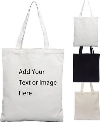 Generic Sac en toile personnalisable, sac cadeau personnalis&eacute; avec texte et logo personnalis&eacute;s sur le devant et larri&egrave;re pour l&eacute;cole, le travail, le shopping,