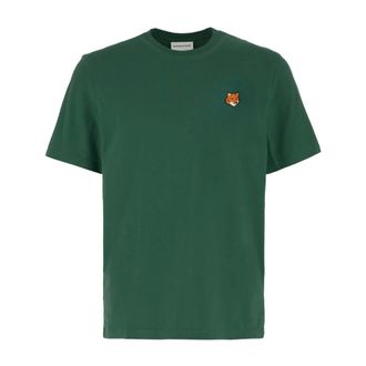 Maison Kitsun&eacute; Homme, Tops, Vert, Taille: L Fox Head Regular Tee