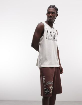 AND1 On Court - Jersey-Jorts in Schokobraun mit Basketball-Logo-Brown