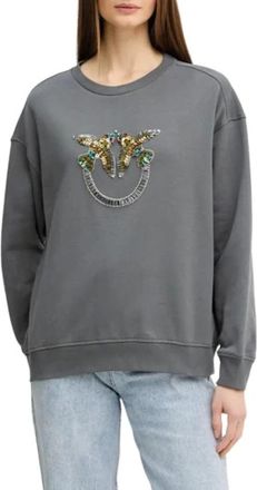 Pinko Pinko, Femme, Sweatshirts et sweats &agrave; capuche, Gris, Taille: 38 FR Nelly SweaT-shirt