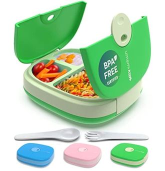 Umami Bo&icirc;te &agrave; lunch pour enfants avec couverts,&eacute;tanche,durable,style Bento,3 grands compartiments,portions id&eacute;ales pour les enfants de 3 &agrave; 9 ans,sans BPA,va