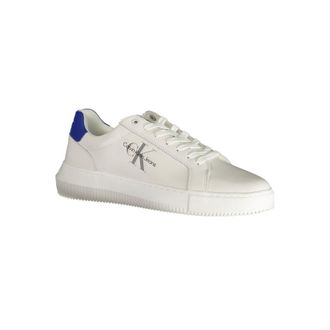 Calvin Klein Leather with Contrast Heel Sneaker - White
