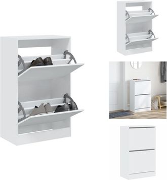 vidaXL Vidaxl - Schuhschrank Weiß 60x34x96,5 cm Holzwerkstoff - Schuhschrank - Schrank Für Schuhe - Schuhregal - Garderobe - Einbauschrank