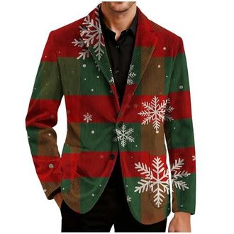 Generic Costume de Noël moche pour homme avec imprimé X-Mas - Vestes festives tendance - Revers vers vers le bas - Costume élégant et ajusté - Blazer fantaisi