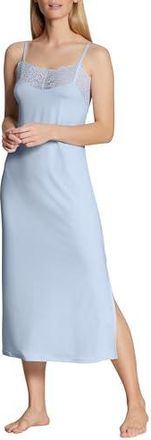 CALIDA Elegant Dreams Chemise de Nuit avec Bretelles Spaghetti, Longueur 125cm Dames, d&eacute;collet&eacute; en V orn&eacute; de Dentelle, Douce et Fluide