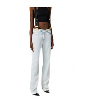 Elisabetta Franchi Femme, Jeans, Bleu, Taille: W26 Pantalon en denim de coton avec bretelles