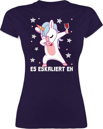 Shirtracer Shirt Damen - & Alkohol - Es eskaliert eh Festival Saufi Party Malle lustig I Party Einhorn Dabbing - XXL - Lila - t-Shirt witzige spr&uuml;che Partyshirt 