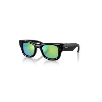 Ray-Ban Wayfarer Puffer Sonnenbrillen Schwarz Fassung Gr&uuml;n Glas 47-23