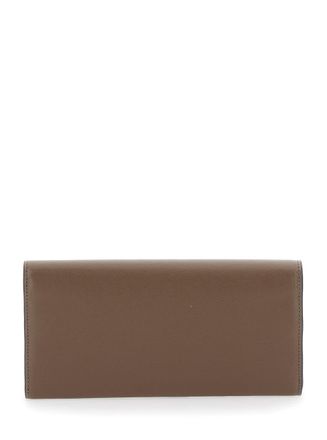 Toteme Womens Leather Wallet With T-Lock Closure Beige