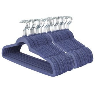Harbour Housewares rutschfeste Kleiderb&uuml;gel aus Samt - 45cm - Blau - 50x Platzsparend D&uuml;nn Erwachsene Kleidung Hose Anzug Hemd Lagerung Aufh&auml;nger Haken