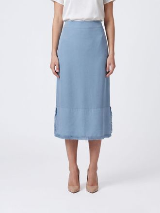 Bottega Veneta Jupe crayon midi en m&eacute;lange de soie avec ourlet &agrave; franges