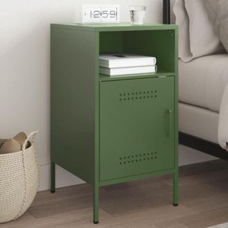 vidaXL Table de chevet vert olive 36x39x68 cm acier vidaXL