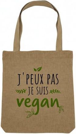 Fabulous Sac Shopping Tote Bag Aspect Lin - JPeux Pas Je Suis Vegan V&eacute;g&eacute;tarien Respect Animal - Sac de Courses Toile Epaisse 360g Beige Naturel Cabas Port&eacute; Epa