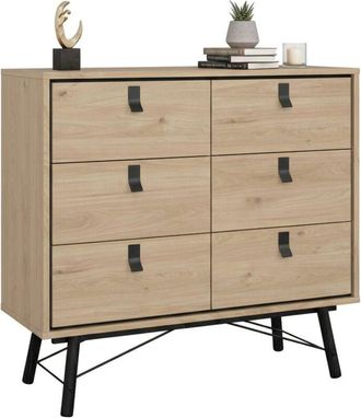 Dmora Kommode Aurelie, Wohnzimmerbuffet, Wohnzimmer-Sideboard, Moderne K&uuml;chen-Speisekammer, 102x40 h95 cm, Eiche - Dmora