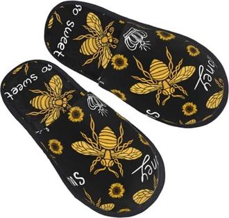 Generic Abeille Douce Au Miel Et Abeille Tournesol Homme Femme Chaussures De Maison Peluche Pantoufles Antid&eacute;rapantes Chaussons Pour Ext&eacute;rieur Int&eacute;rieur Hiver