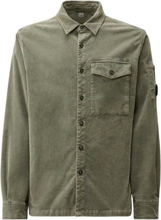 C.P. Company C.p. Company, Homme, Vestes, Vert, Taille: S Chemise Boutonn&eacute;e en Velours C&ocirc;tel&eacute; avec Lentille