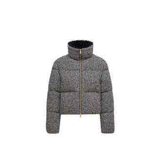 Moncler Moncler Brezesse Wool Boucl&eacute; Short Down Jacket, Women, Gray, Size: 00