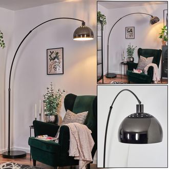 HOFSTEIN Stehleuchte Baloca, Stehlampe aus Metall in Schwarz/Chromfarben/Wei&szlig; mit Marmorfu&szlig;, verstellbare Leuchte im Vintage-Design, Lichteffekt u. Fu&szlig;schalter