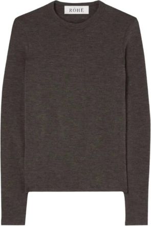 R&oacute;he Pull &agrave; col rond en laine fine - Femme - Pulls - Brun - Taille: 34 FR