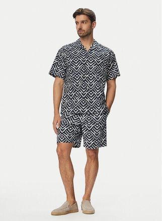 Jack & Jones Jack & Jones Set Hemd und Stoffshorts Milo Seersucker Resort 12297829 Dunkelblau Loose Fit
