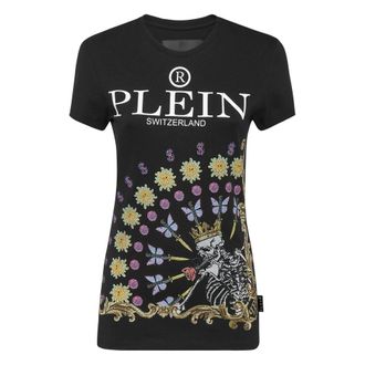 Philipp Plein Flower Skull T-Shirt - - Tops - Damen - Schwarzk - XS