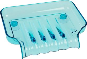 Fantasia Seifenschale, Kunststoff, blau, mit 2 Saugnäpfen