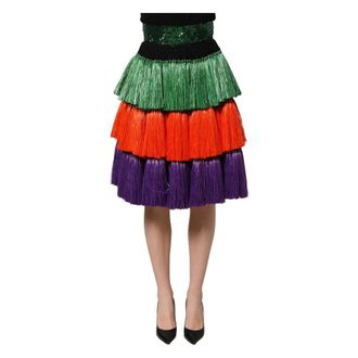 Dolce & Gabbana Rockl&auml;nge Kniehoher Rock mit Fransen - - Skirts - Damen - Mehrfarbig - 2XS