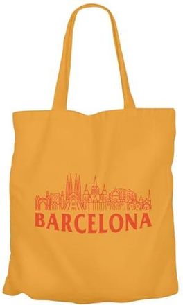 Fabulous Tote Bag Sac Shopping en Toile Orange - Barcelona Minimalist Espagne Barcelone Voyage - 10 L