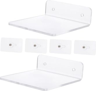 SOLUSTRE 2 Stück Teiliges Wandregal Transparent Schwebend Einfache Aufbewahrung Stabiles Wiederverwendbares Wandmontage Regal für Badezimmer Küche und Wohnräum