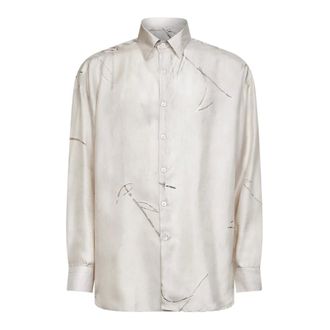 Costumein Homme, Chemises, Beige, Taille: XL Valentino Silk Printed Shirt