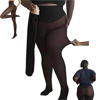 Generic The Original Magic Legging doubl&eacute; en polaire pour femme, taille arrach&eacute;e pour rester au chaud, legging dhiver chaud doubl&eacute; en polaire pour femme, Fonc