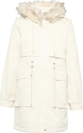 QS by s.Oliver Damen 2149857 Mantel mit abnehmbarem Kunstfell, Weiß 510, XXL